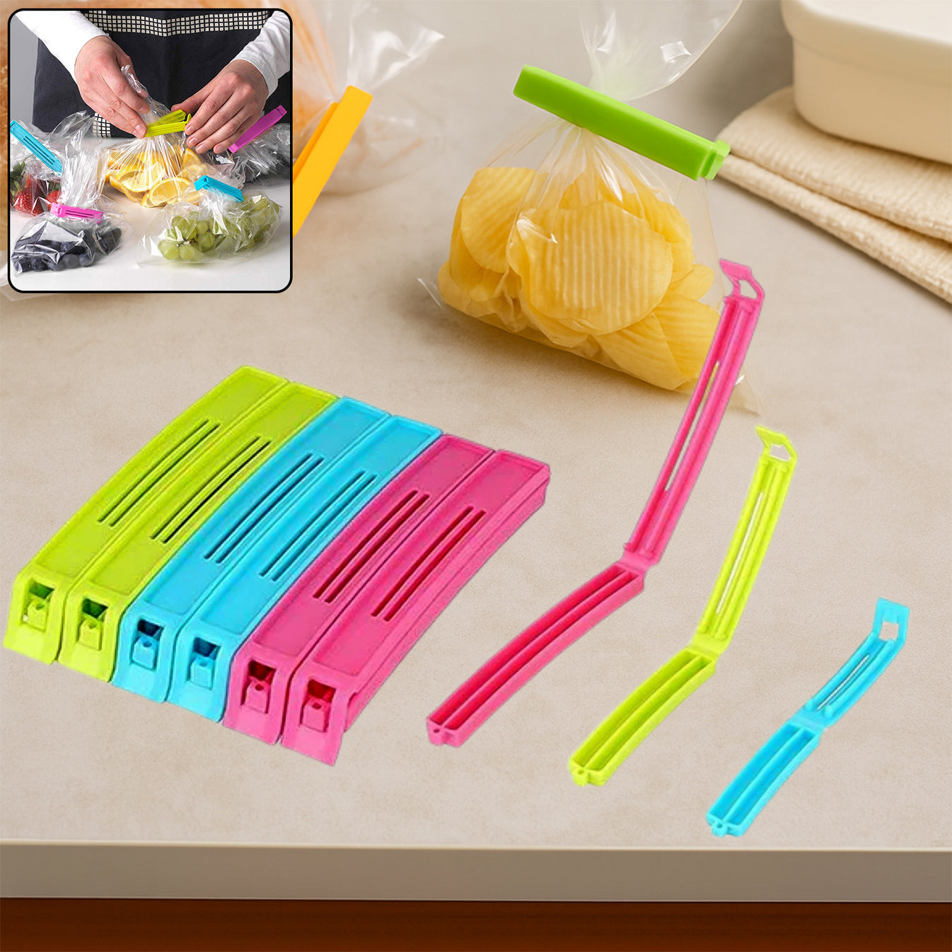 Plastic Snack Bag Clip Sealer Set - Plastic Sealing Clips