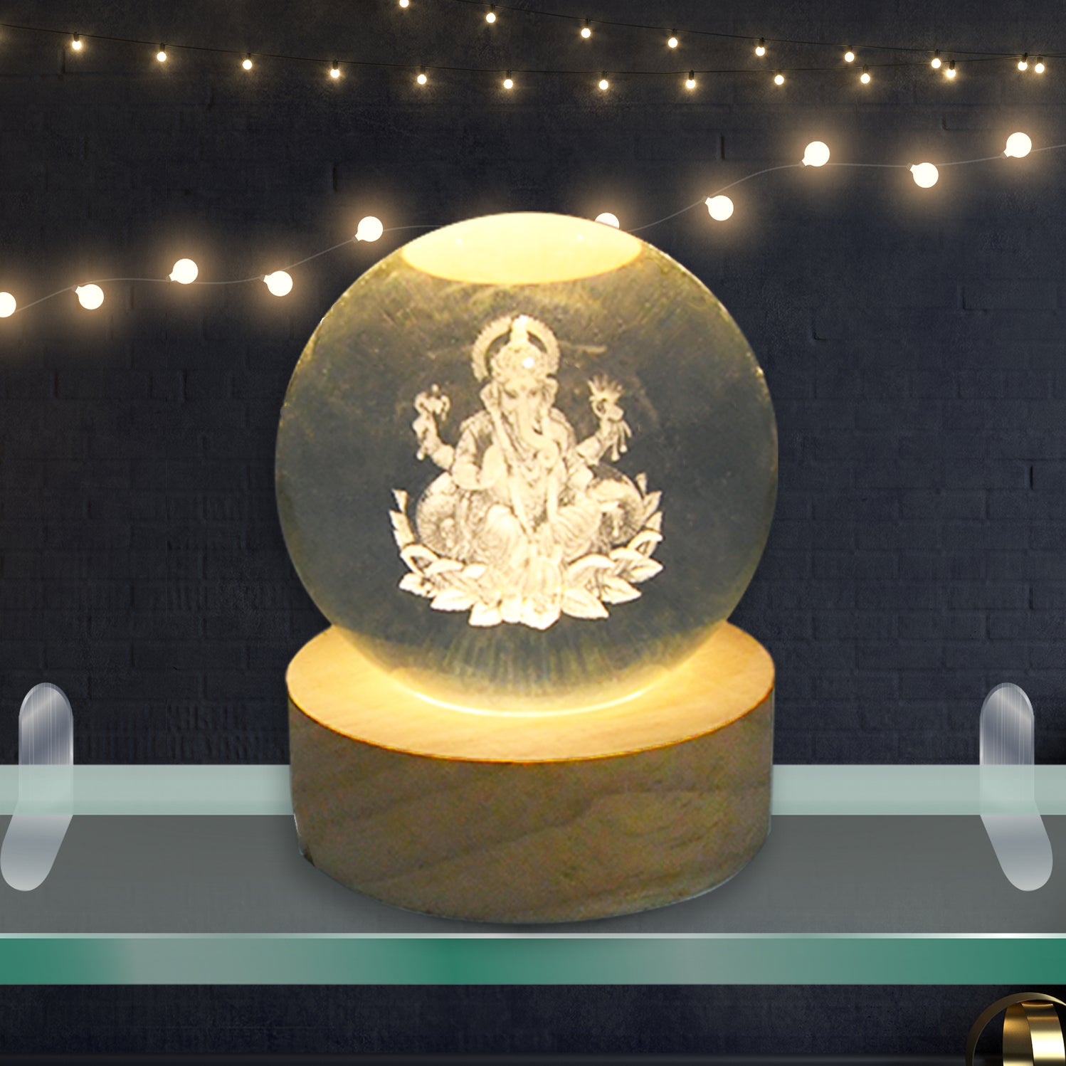 Buy Ganpati 3D Crystal Ball Lamp - Home Decor | DeoDap