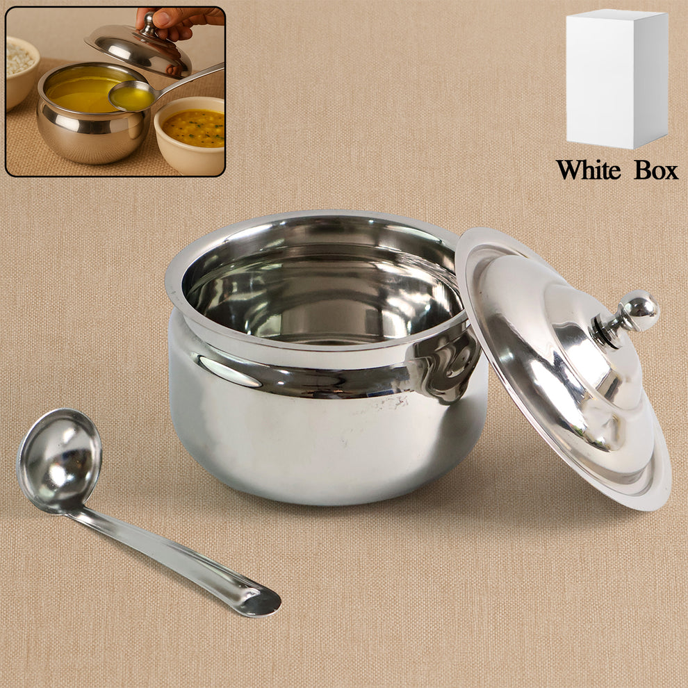 Premium Stainless Steel Ghee Pot (1 Set)