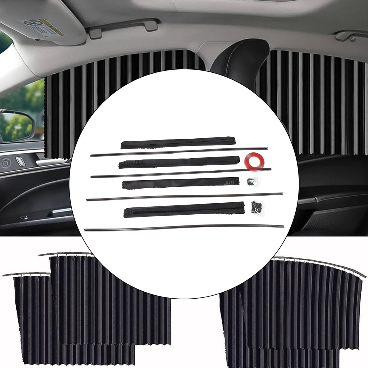 Curtain for Car Window | Heat & Sunshade Protection (4 Pcs With Curtai ...