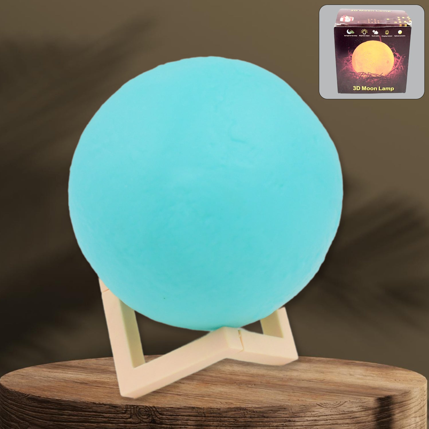 Buy Moon Night Lamp with Plastic Stand - Blue, 15x12 cm — DeoDap