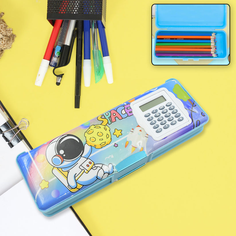 Magnetic Geometry Box - Double-Sided Pencil Case with Calculator for S
