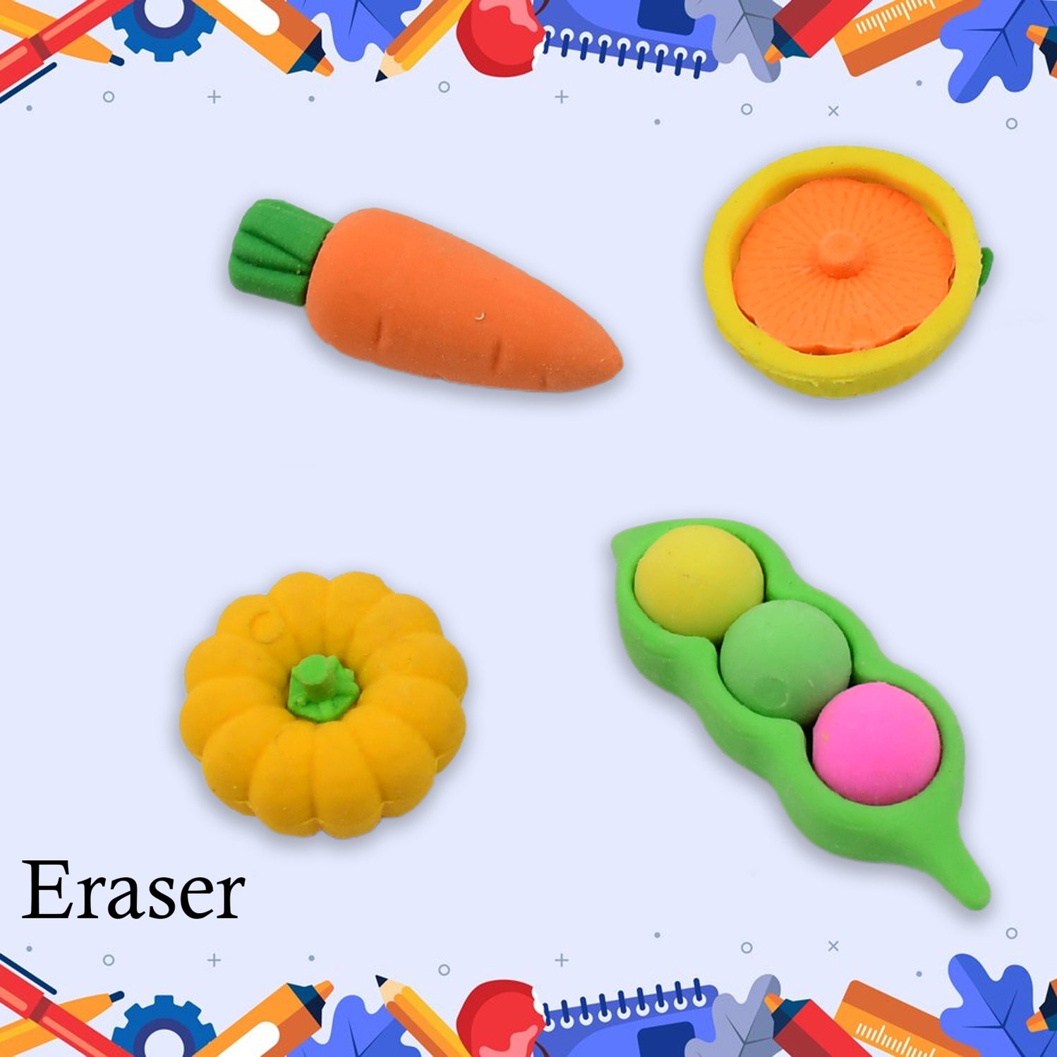 Mix Design Fancy & Stylish Colorful Erasers (1 Set / 4 Pc Set) — DeoDap