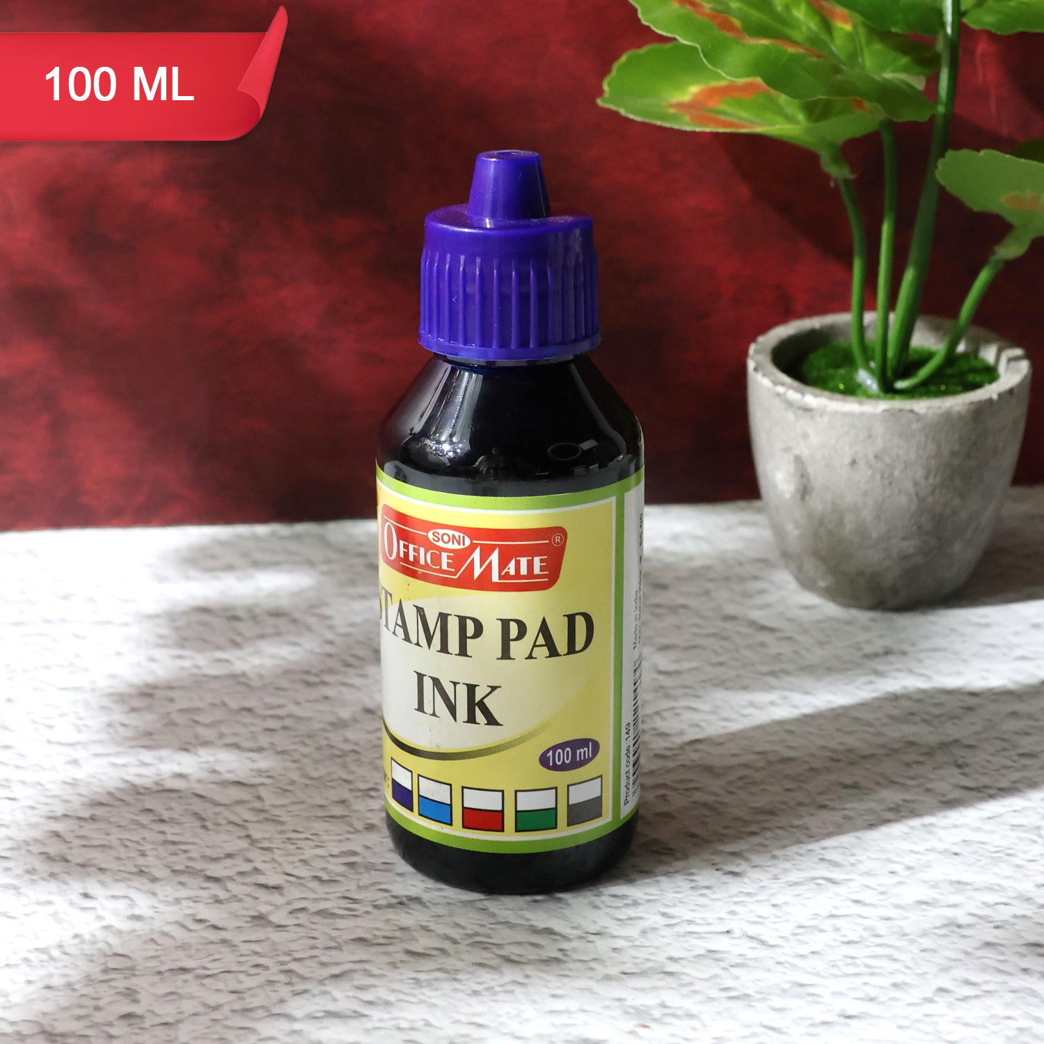 OfficeMate Stamp Pad Ink 100ml – Long-Lasting, Fade-Resistant, Premium