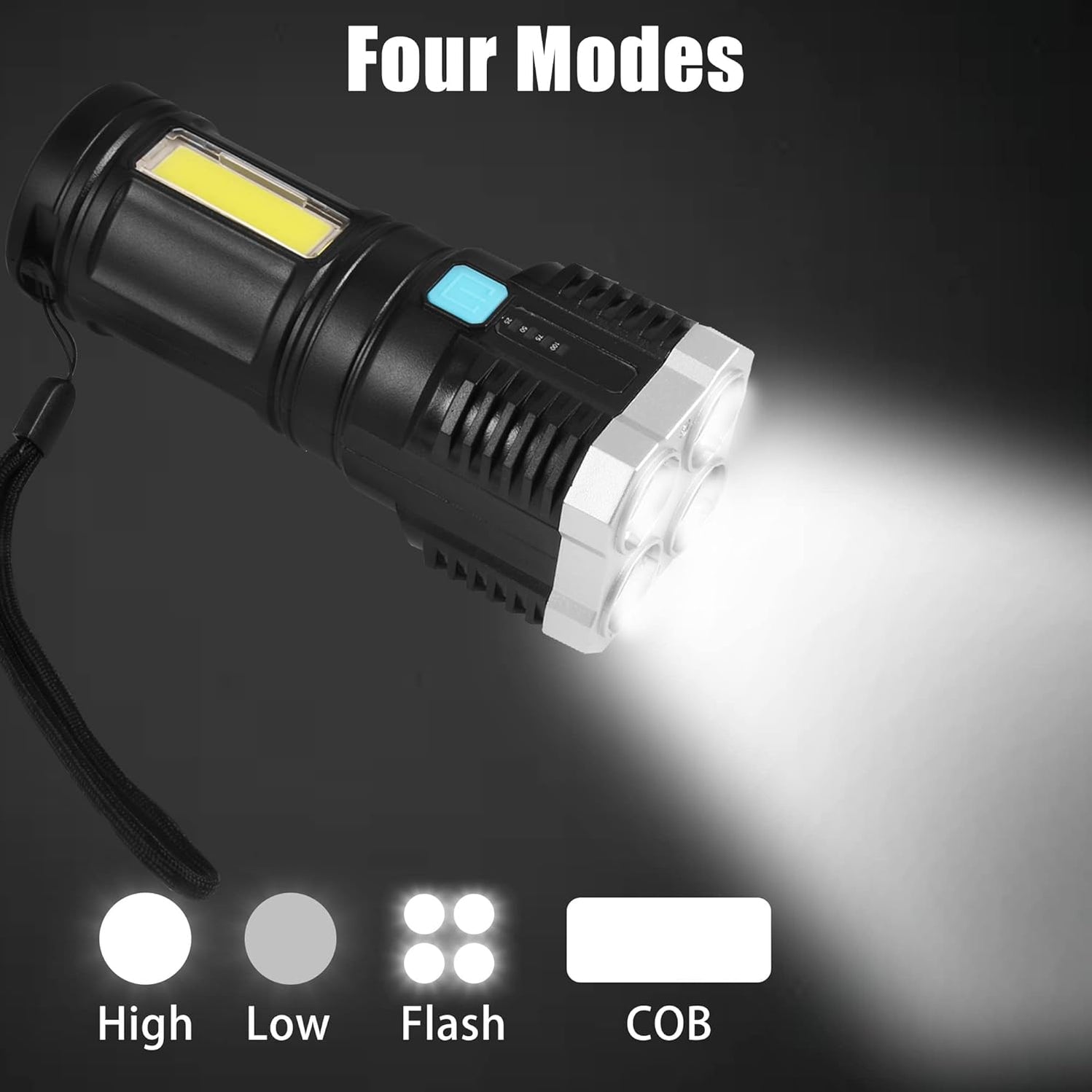 Rechargeable Torch Light - 4 LED Flashlight | DeoDap