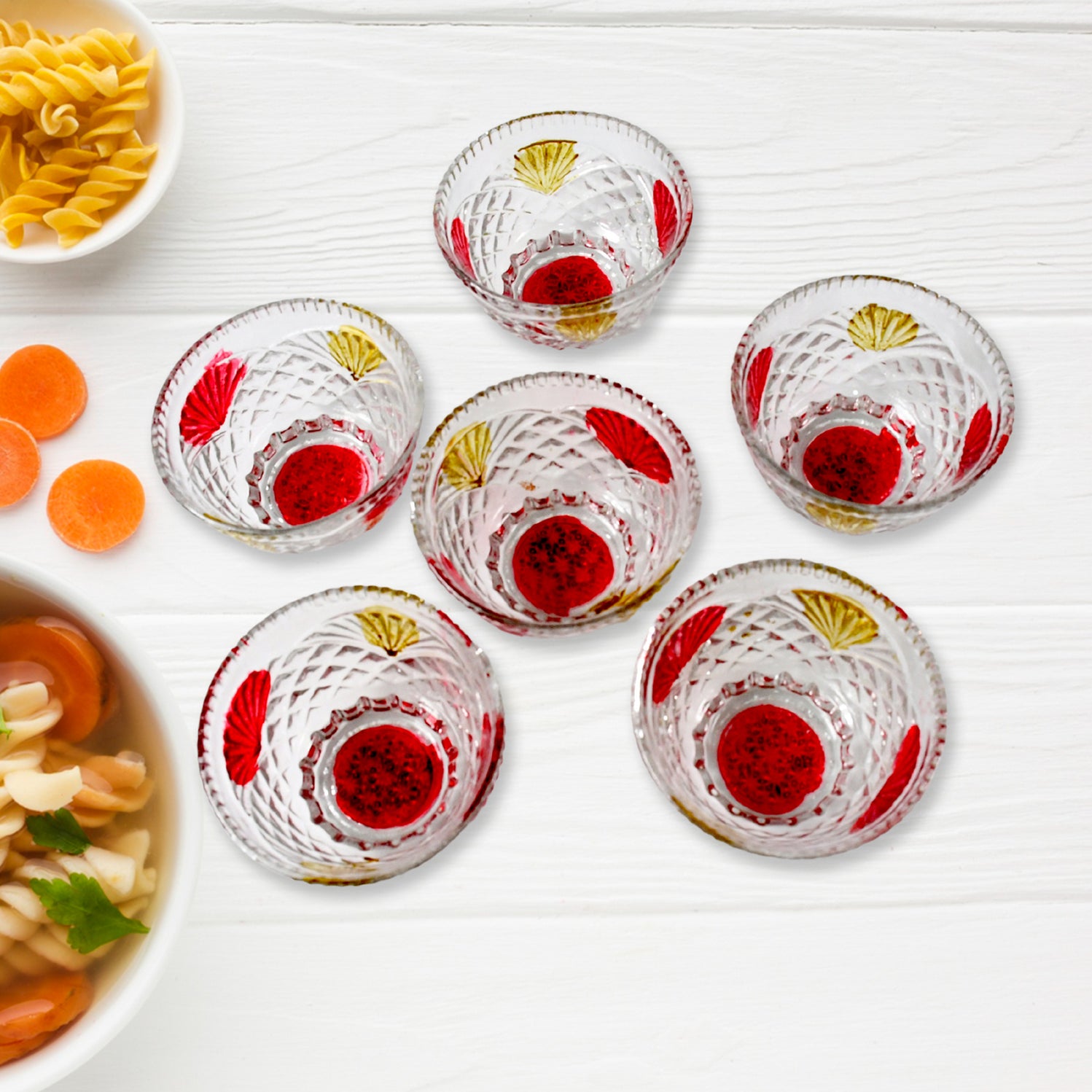 Rose glass Multipurpose Pudding / Dessert / Ice Cream Bowl Set for Hom ...