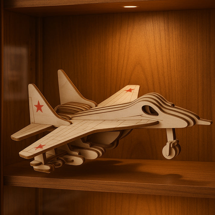 3D Wooden Fighter Jet Puzzle DIY Assembly Kit