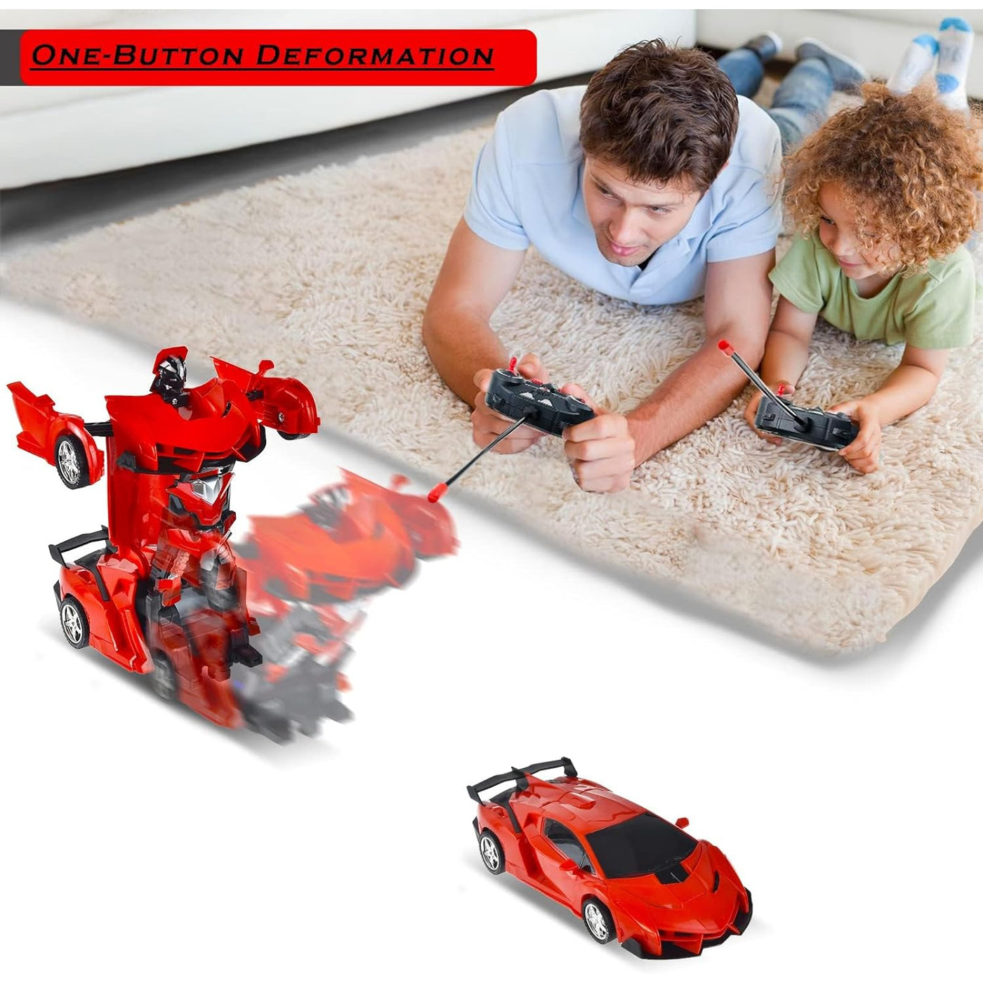 2 In 1 Automatic Robot Converted Remote Control Car With Light Scale 3 ...