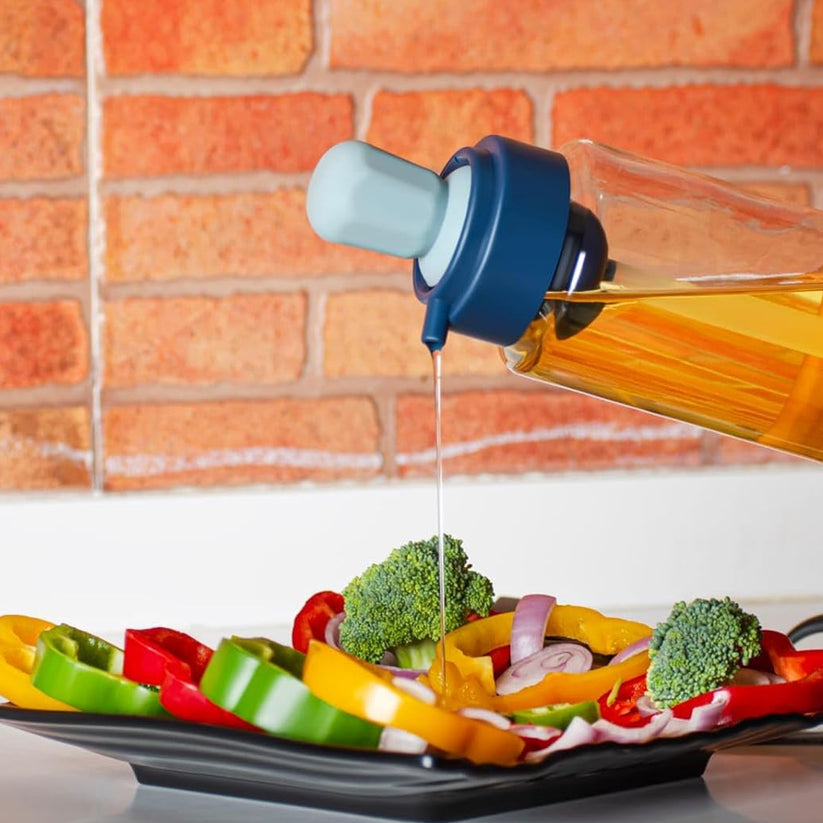 2 in 1 Transparent Oil Dispenser with Silicone Oil Dropper Nozzle (1 P
