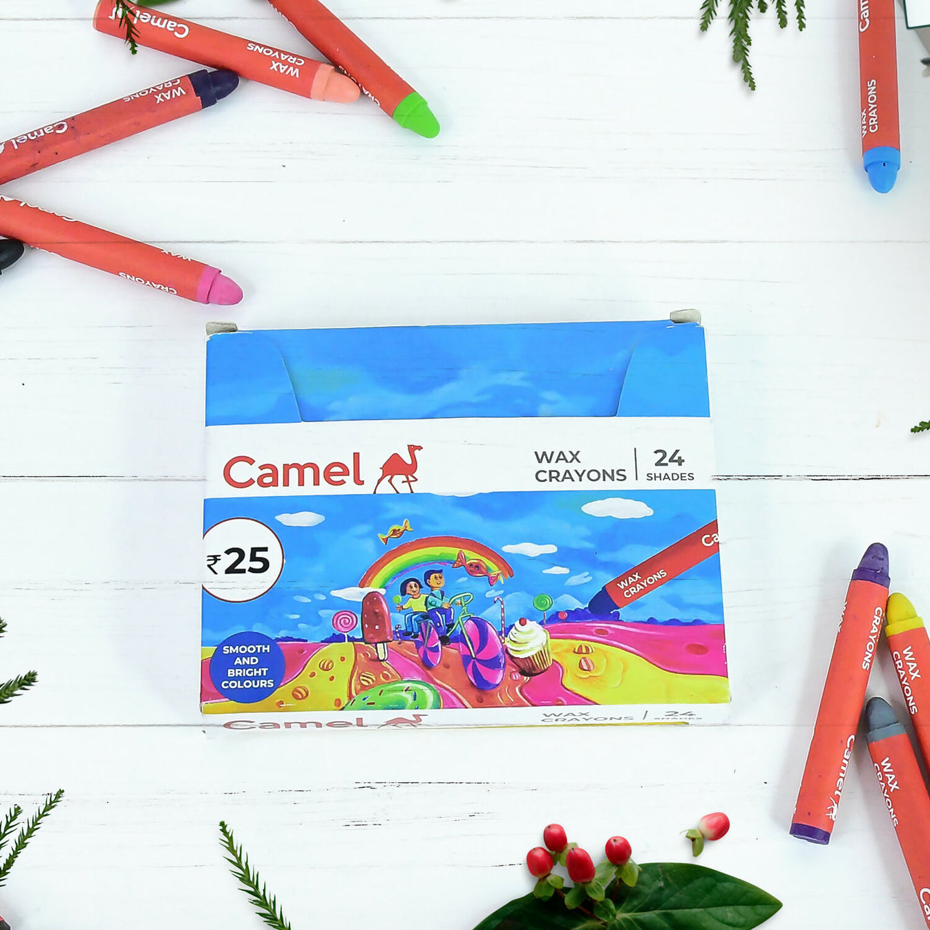 Camel Wax Vibrant Shades Smooth Crayons - 24 Shades