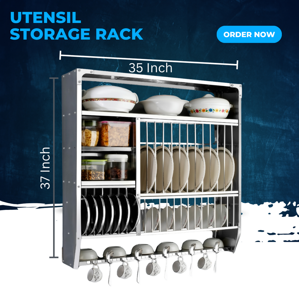 Stainless Steel Wall-Mounted Utensil Storage Rack Kitchen Organizer Mo