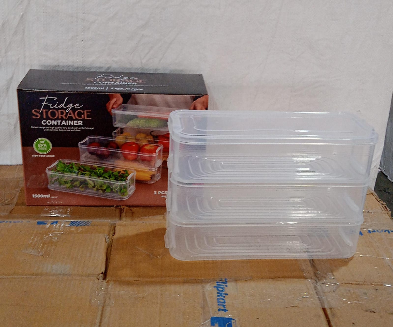 3 Fridge Storage Container, Fridge Organizer with Lid Stackable Fridge ...