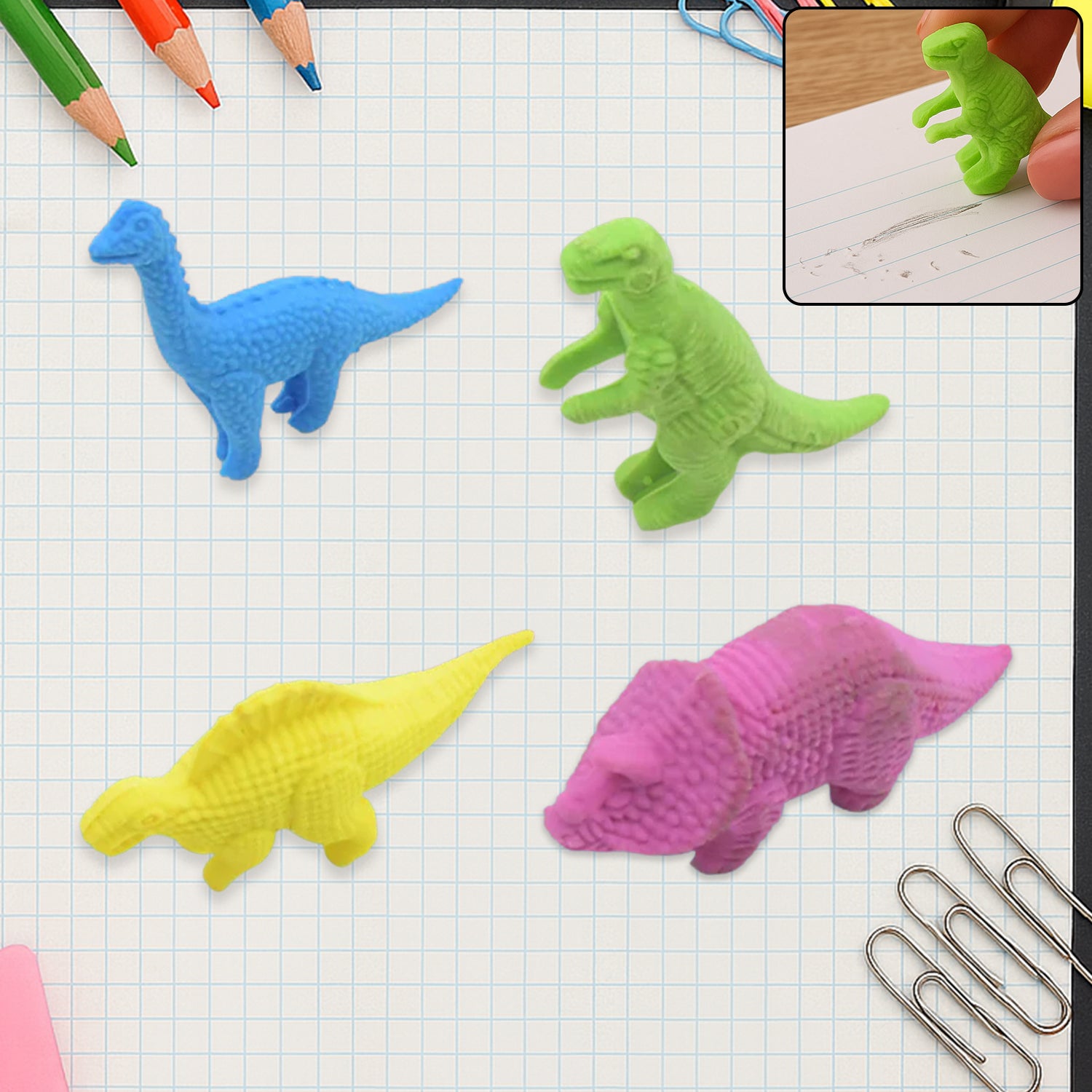 Buy Dinosaur Shaped Erasers - School Stationery | DeoDap