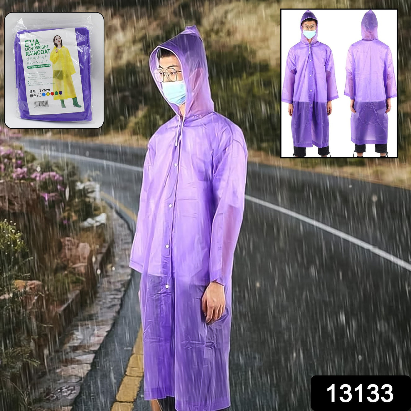 EVA Raincoat Protect Body Arms Legs, Waterproof Reusable Rain Poncho f ...