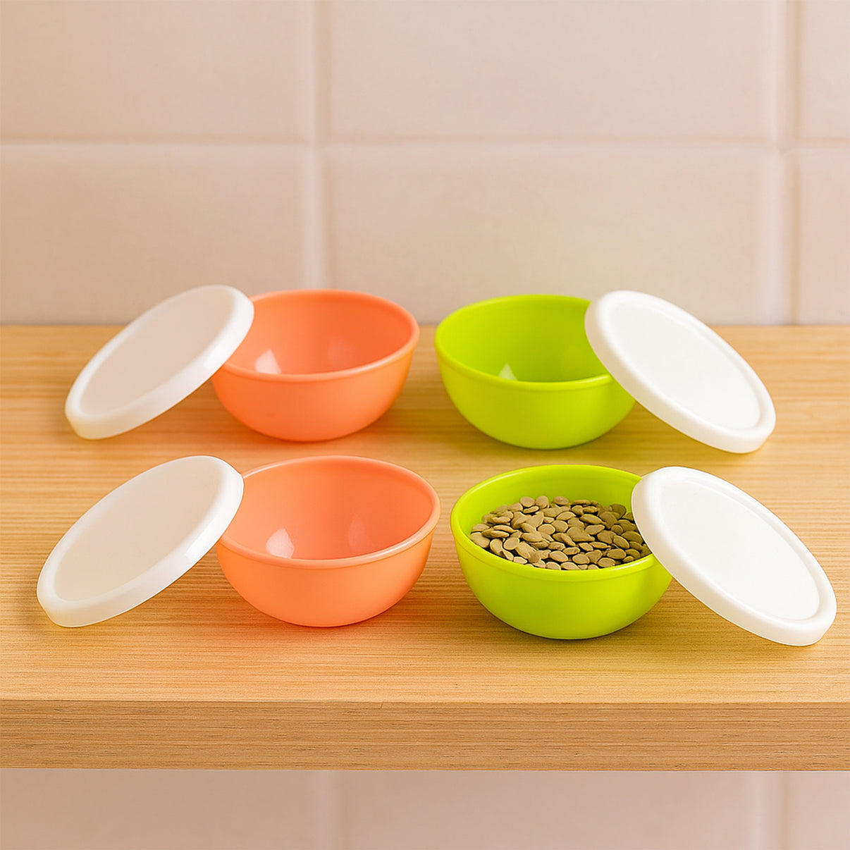 Multipurpose Small Round Plastic Bowl / Katori With Lid, Chutney Bowl