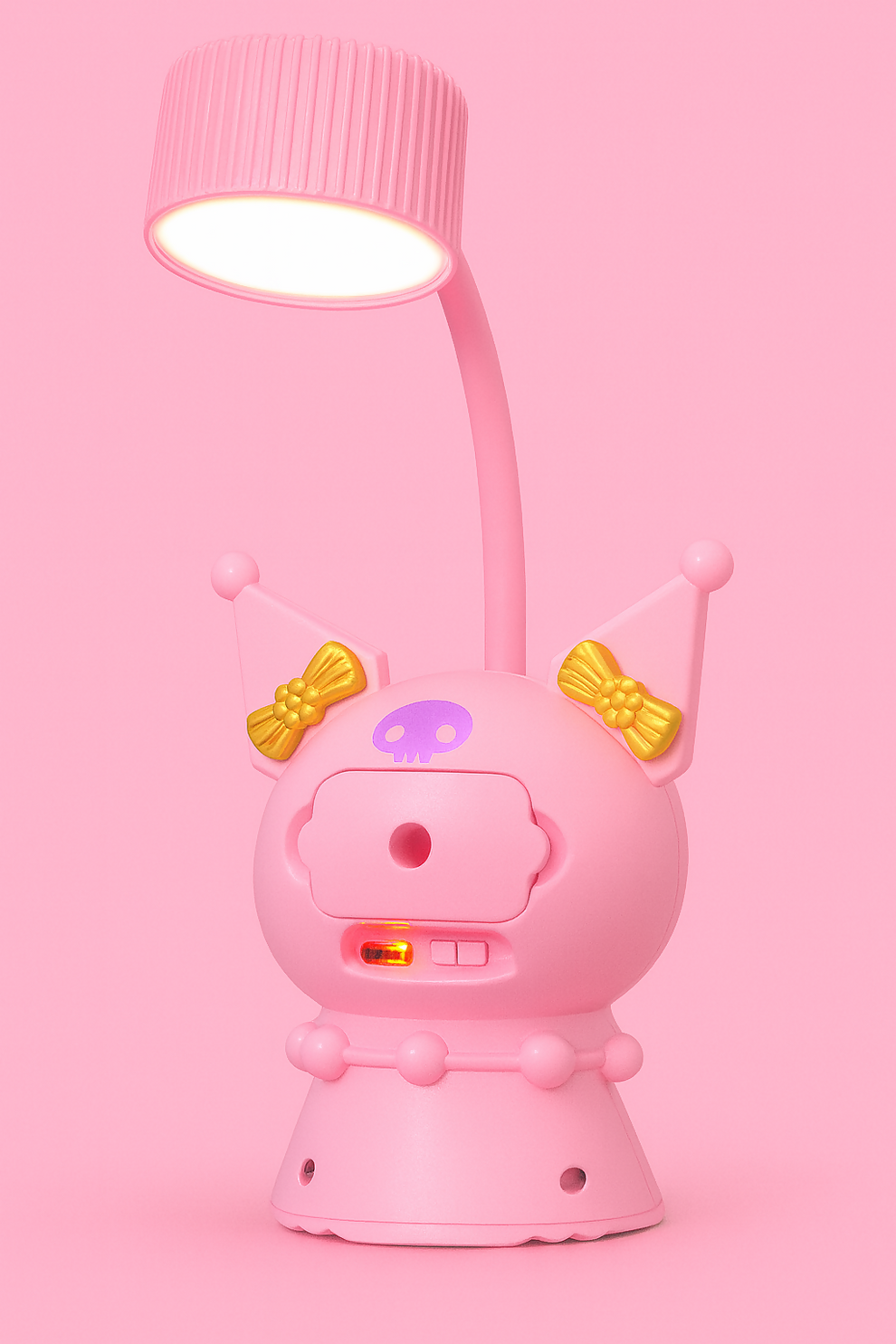 Cute Pink Character LED Table Lamp with Night Light & USB Charging