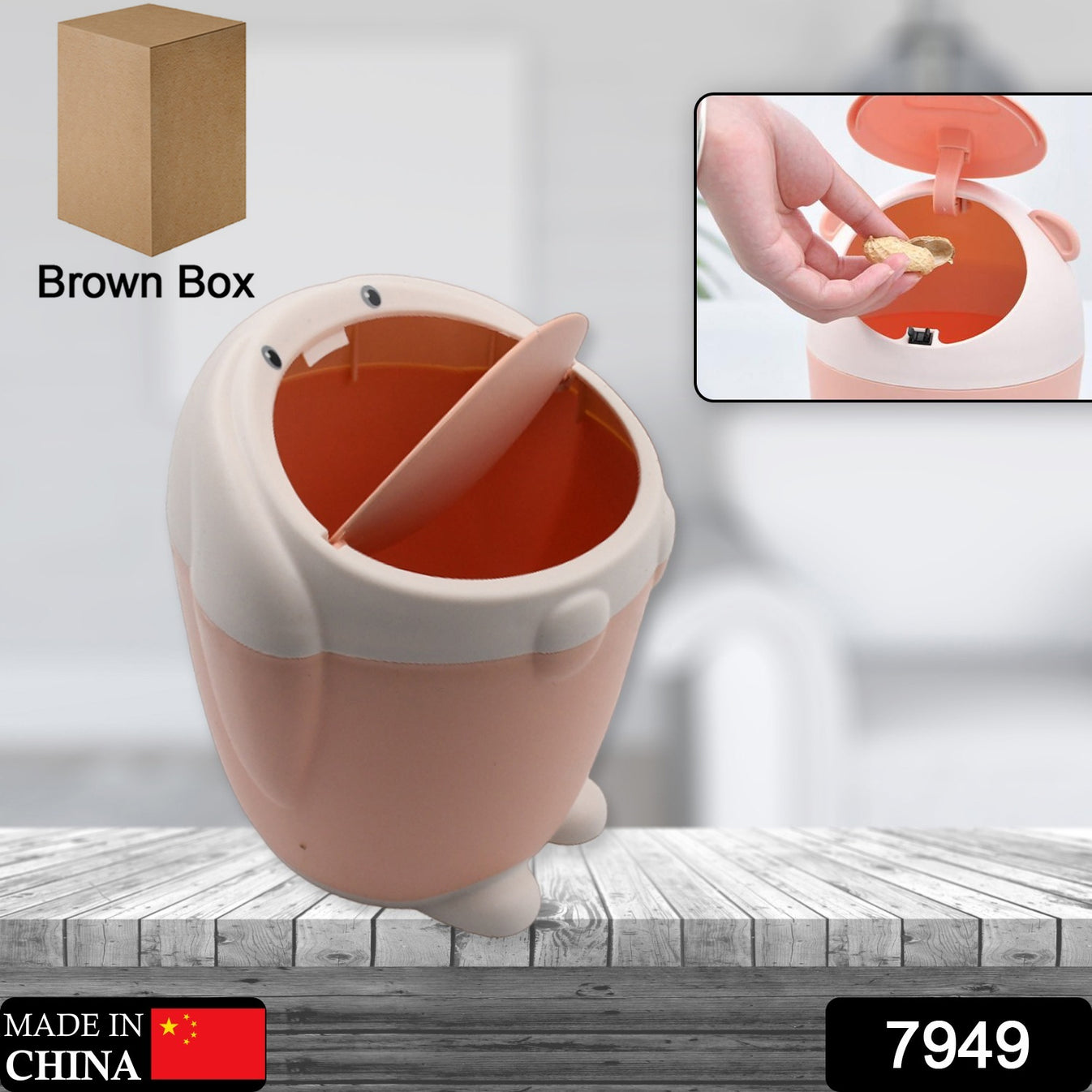 Little White Rabbit Trash Can Small Garbage can with lid Trash can for