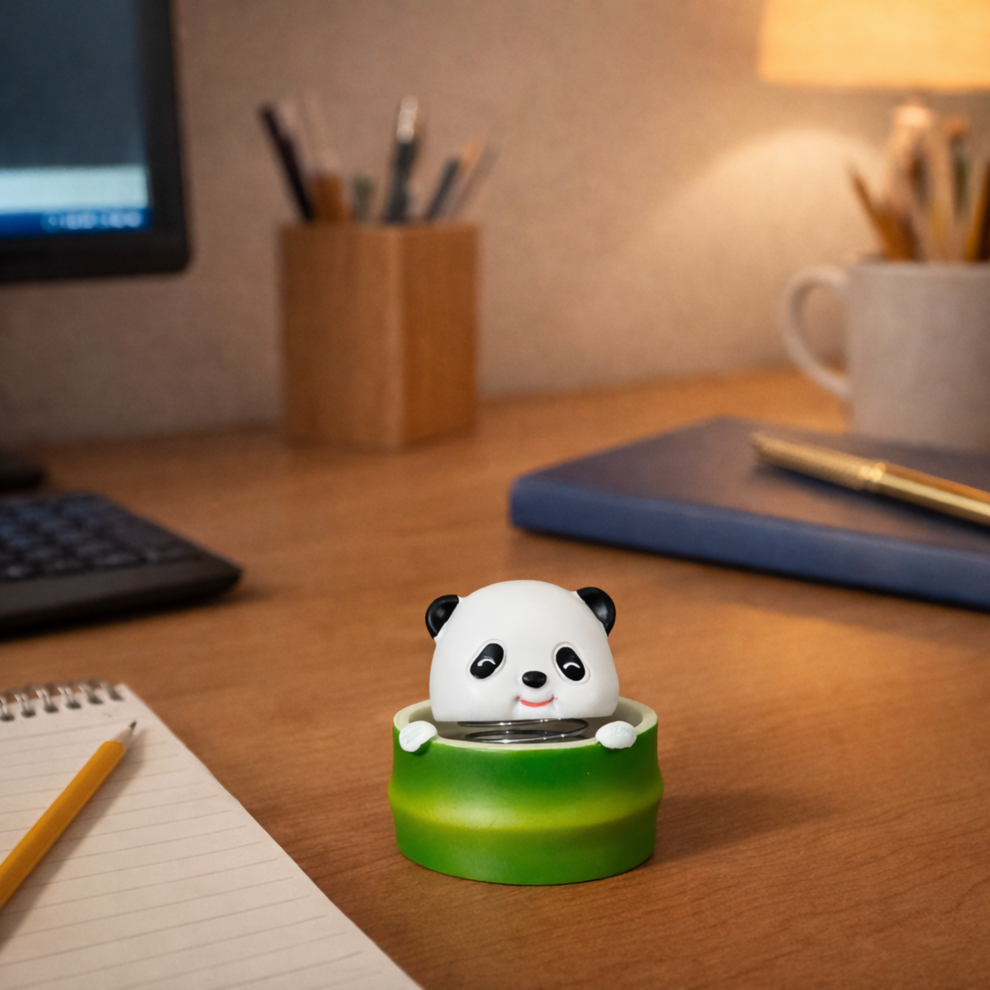 Cute Panda Desk Decor with Spring Bobble Head for Home & Office