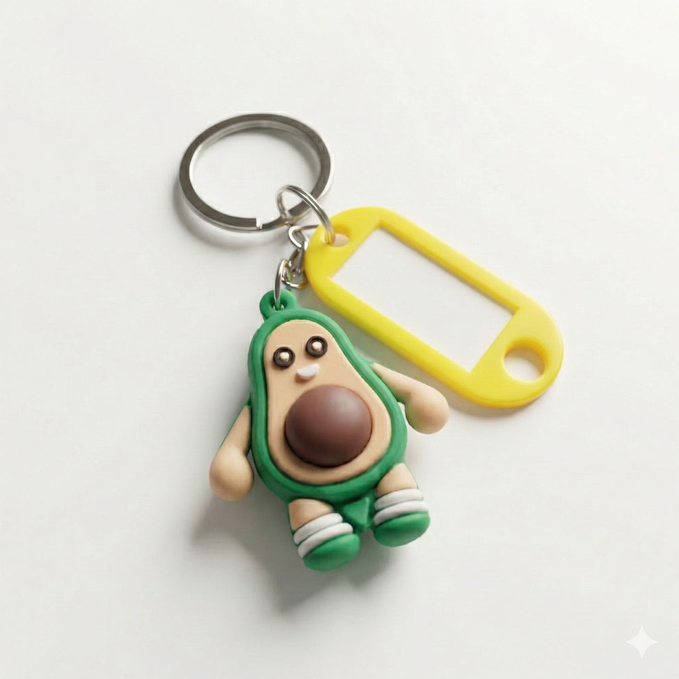 Cute Avocado Cartoon Character Keychain (1 Pc)