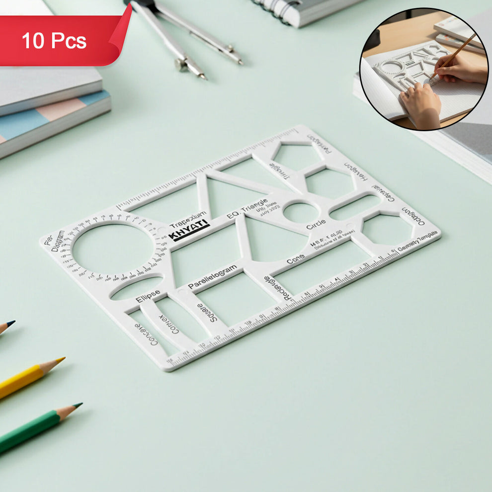 Khyati Multipurpose Geometry Drawing Template with 16 Shapes, Stencil