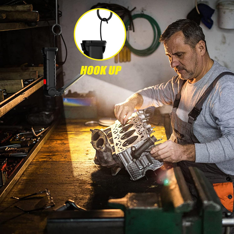 Compact Rechargeable Small LED Work Light with Adjustable Arm and Magn