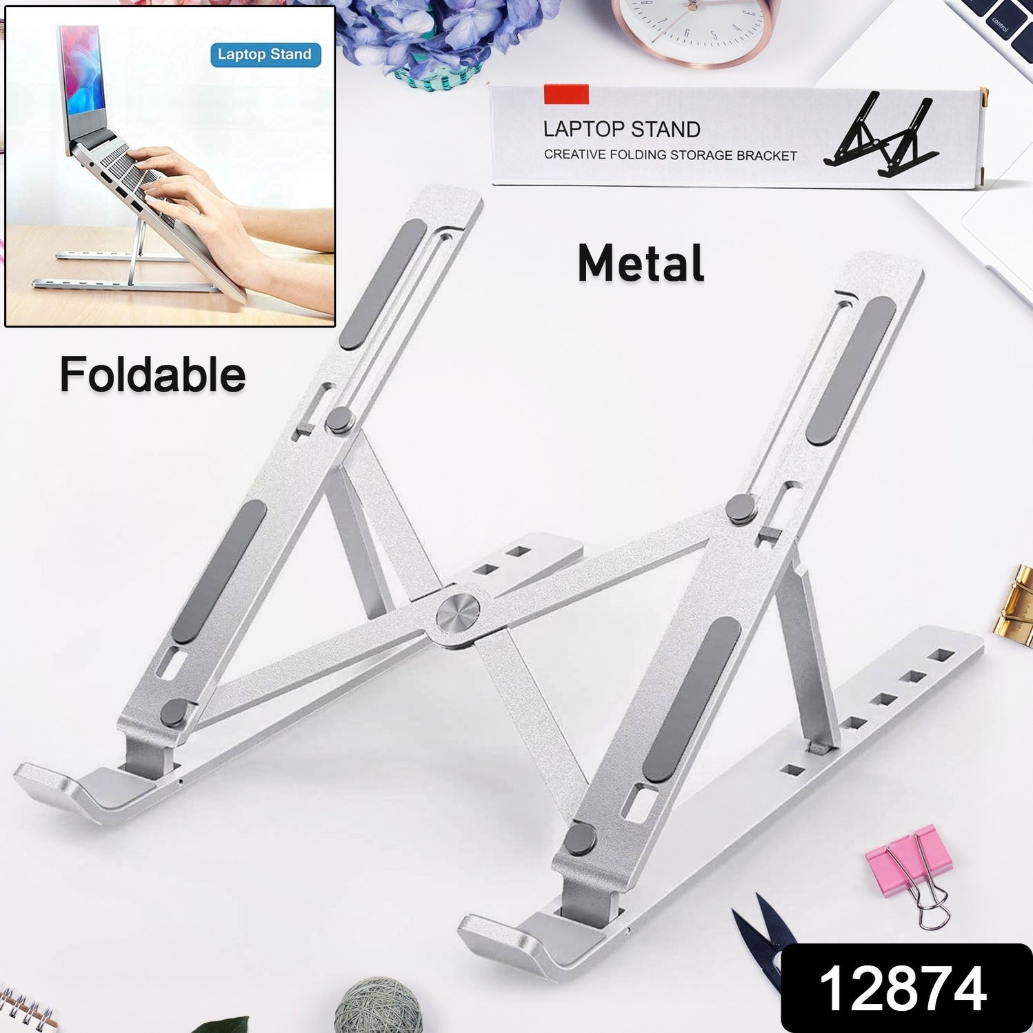 Shop Adjustable Metal Standing Laptop Stand at Low Price in India — DeoDap