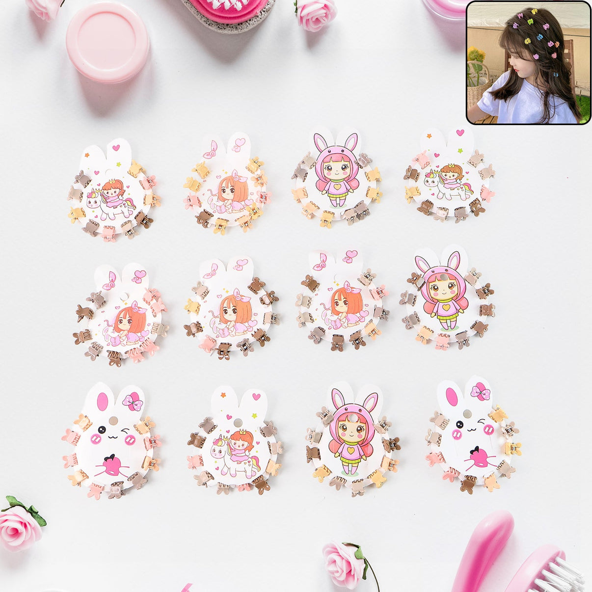 Mini Claw Hair Clips Set for Girls (12 Pkt / 1 Set)