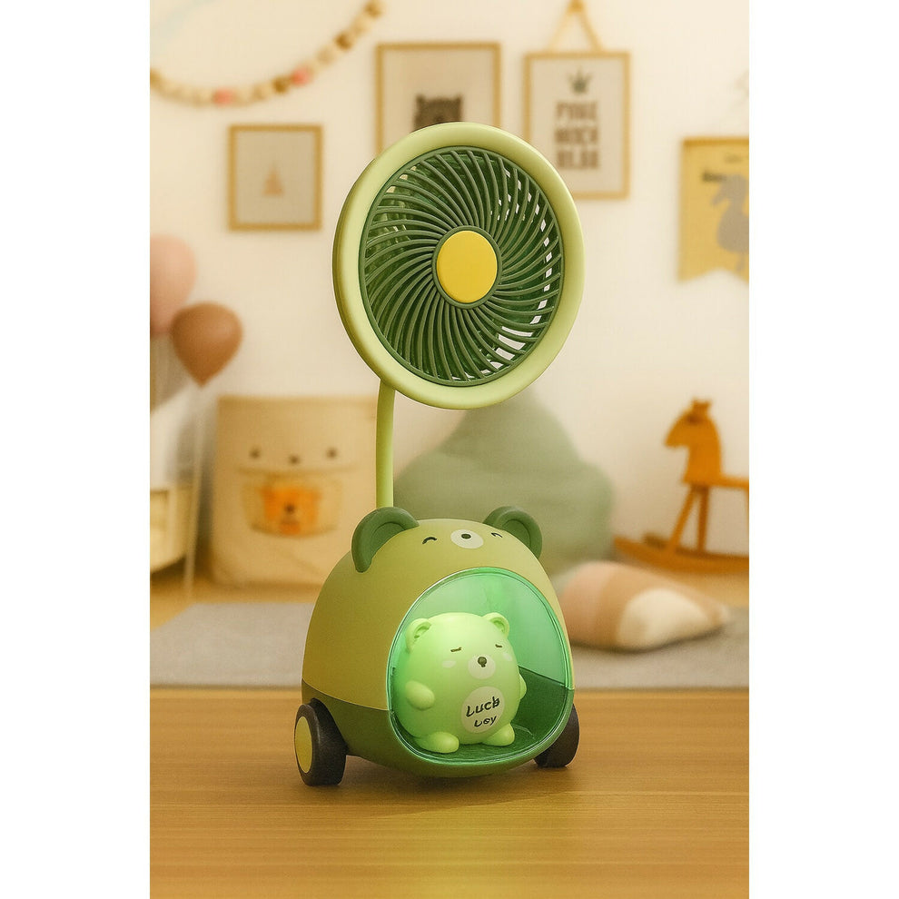 Kids Bear Fan Lamp with Night Light | Cute Table Fan for Study & Bedsi