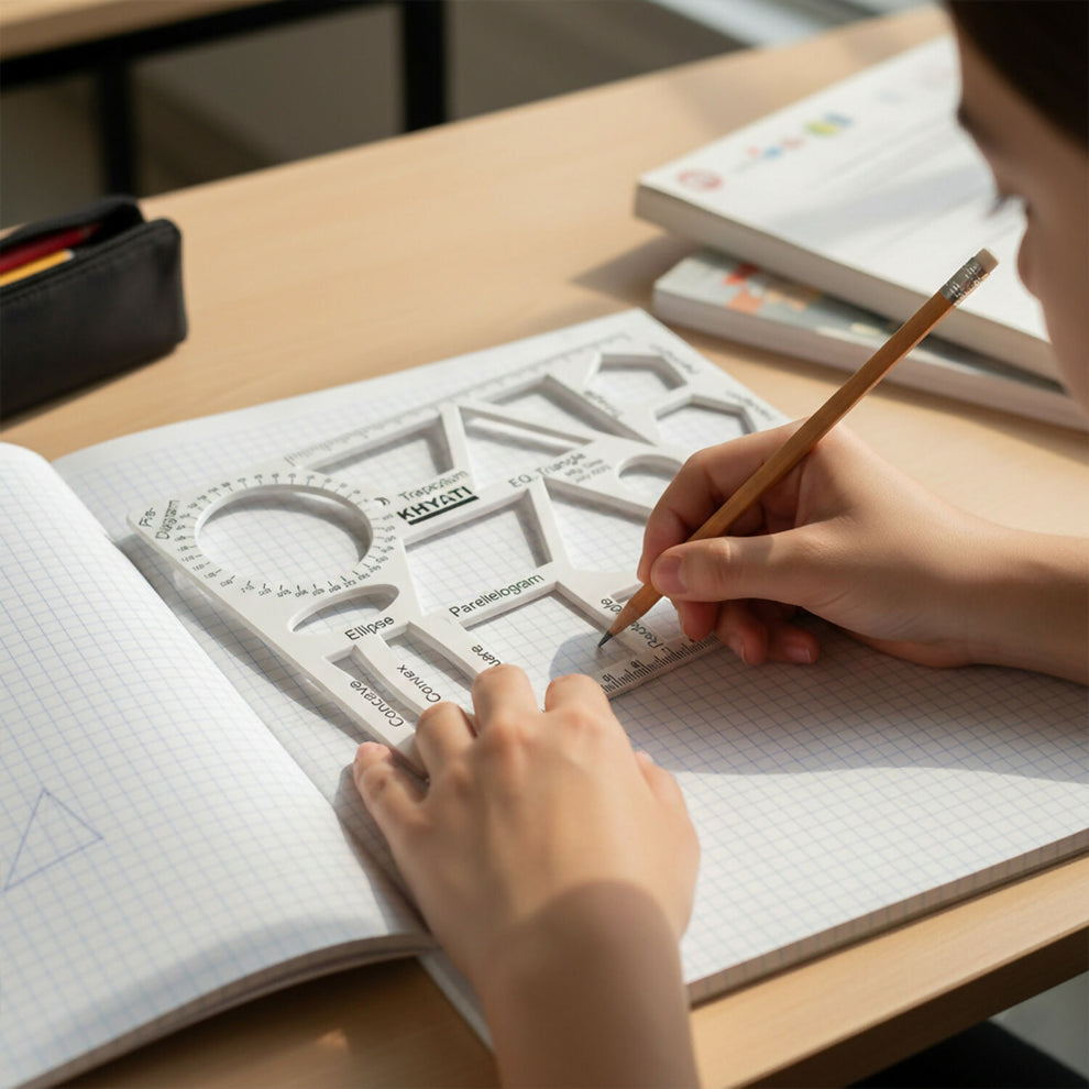 Khyati Multipurpose Geometry Drawing Template with 16 Shapes, Stencil