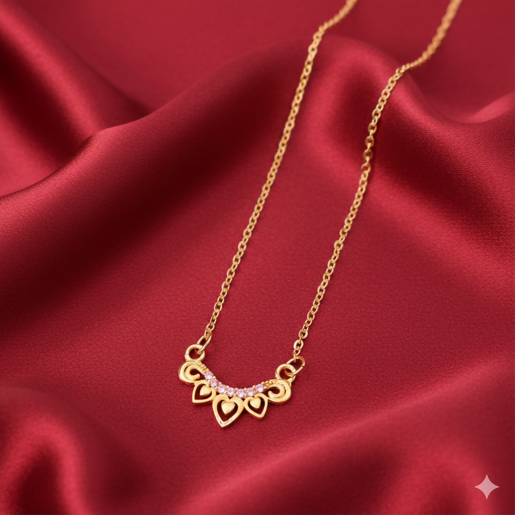 Gold Crown Heart Pendant Necklace AD Love Jewelry For women and girls ...