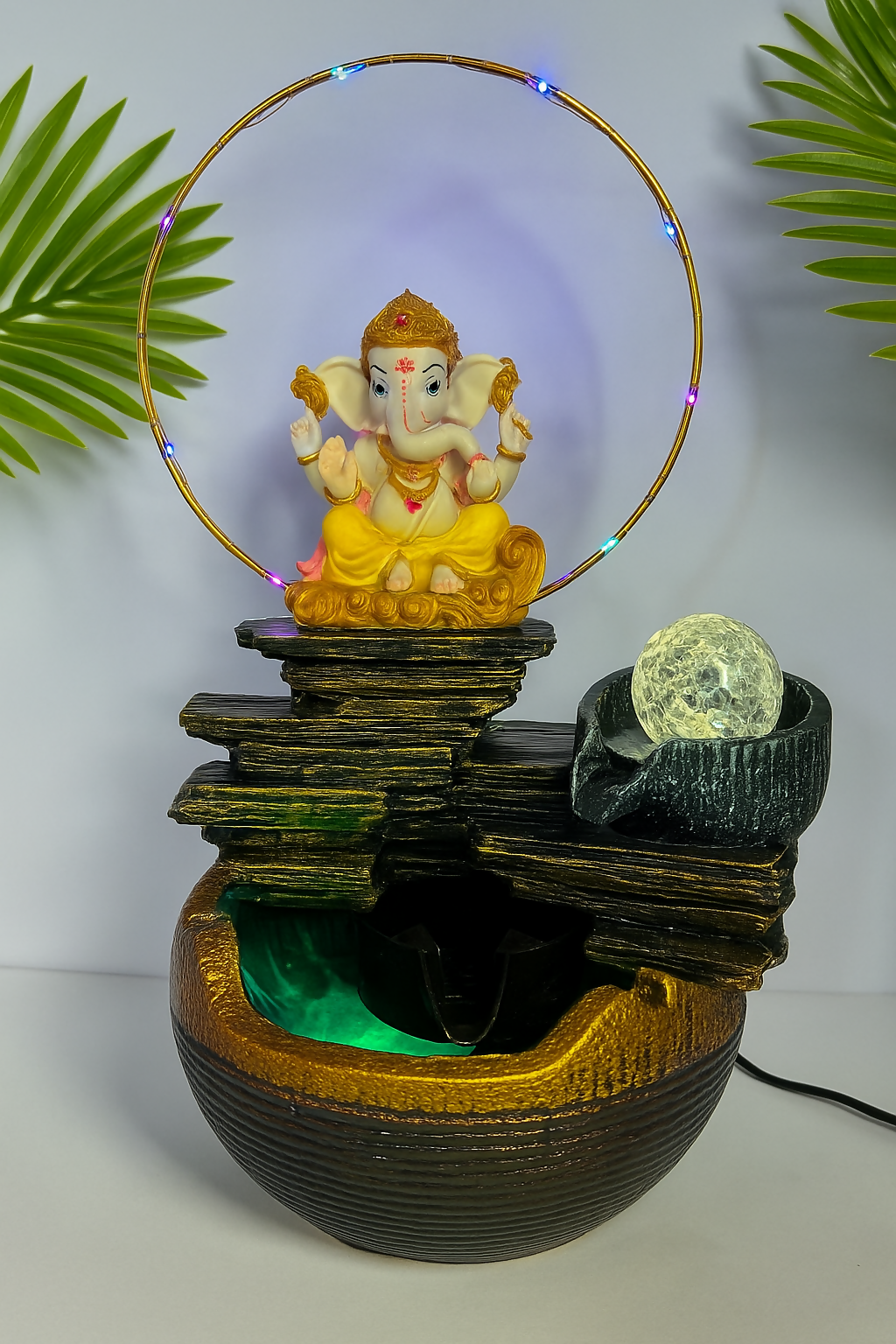 Ganesh Ji Waterfall Showpiece (Multicolor)
