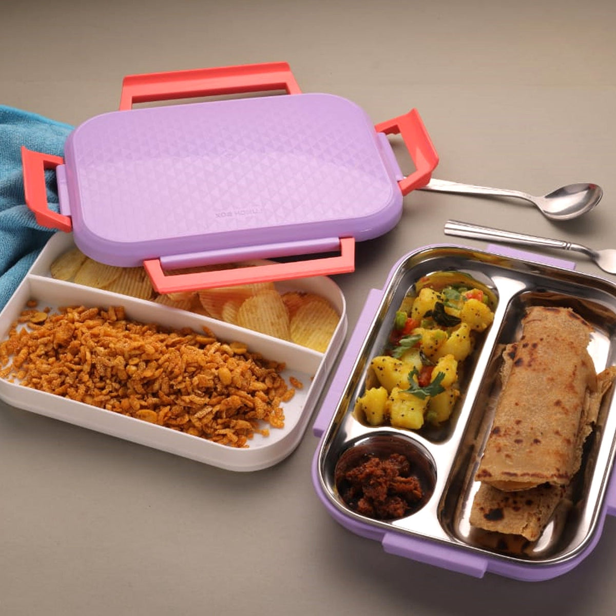 5364 Break Time Lunch Box Steel Plate Multi Compartment Lunch Box Carr ...