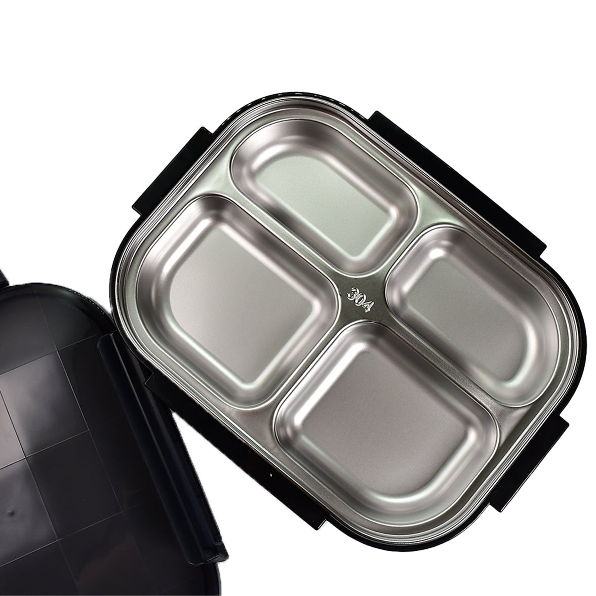 2979 Black Transparent 4 Compartment Lunch Box for — DeoDap