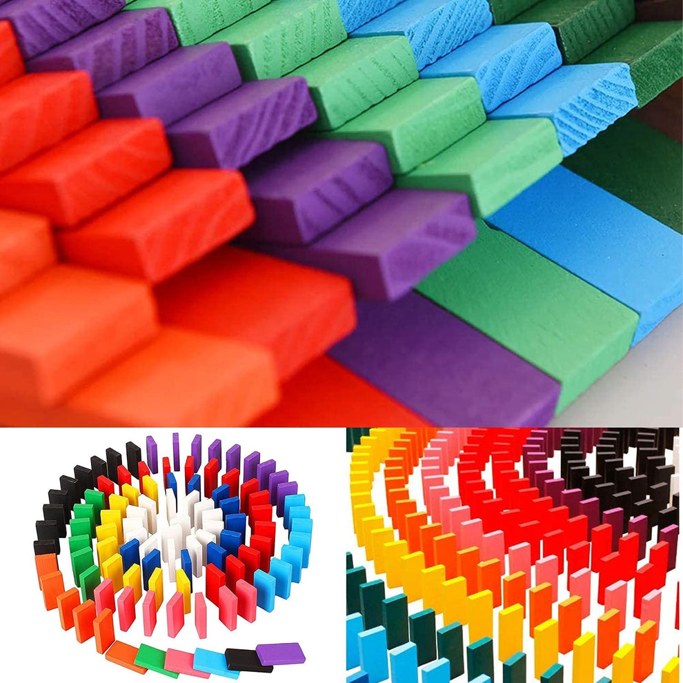 120Pc Dominoes Blocks Set Multicolor Wooden Toy Building Indoor Game T