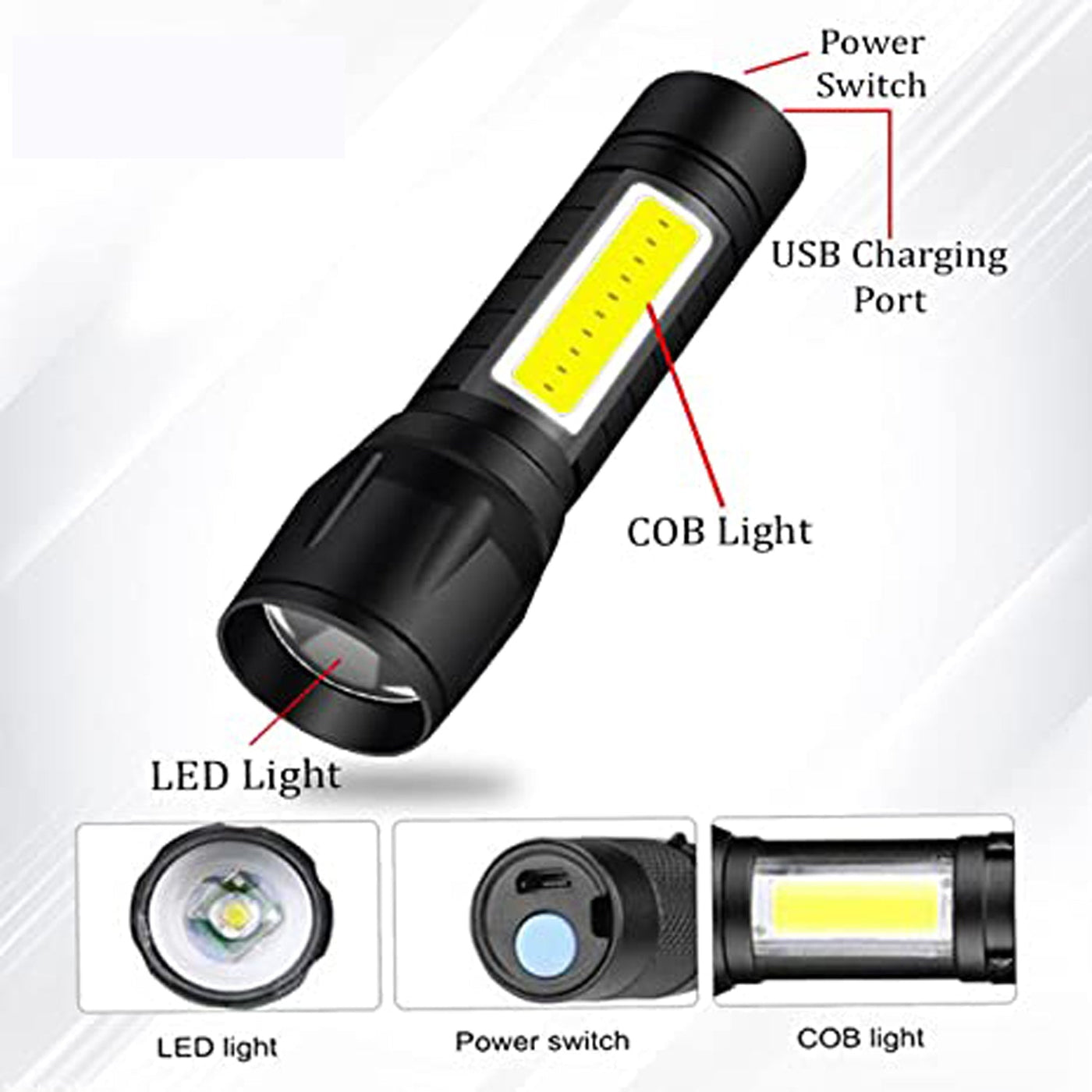 7528 Mini Search Rechargeable LED Long Range Flashlight Emergency Ligh ...