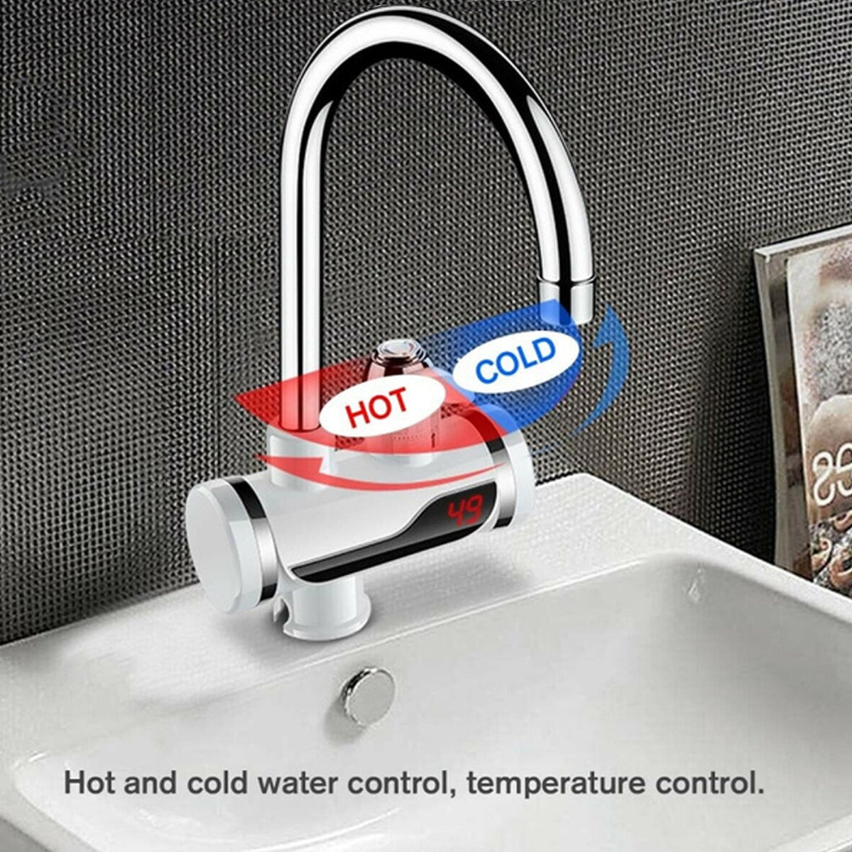 Stainless Steel LED Digital Display Instant Heating Electric Water Hea ...